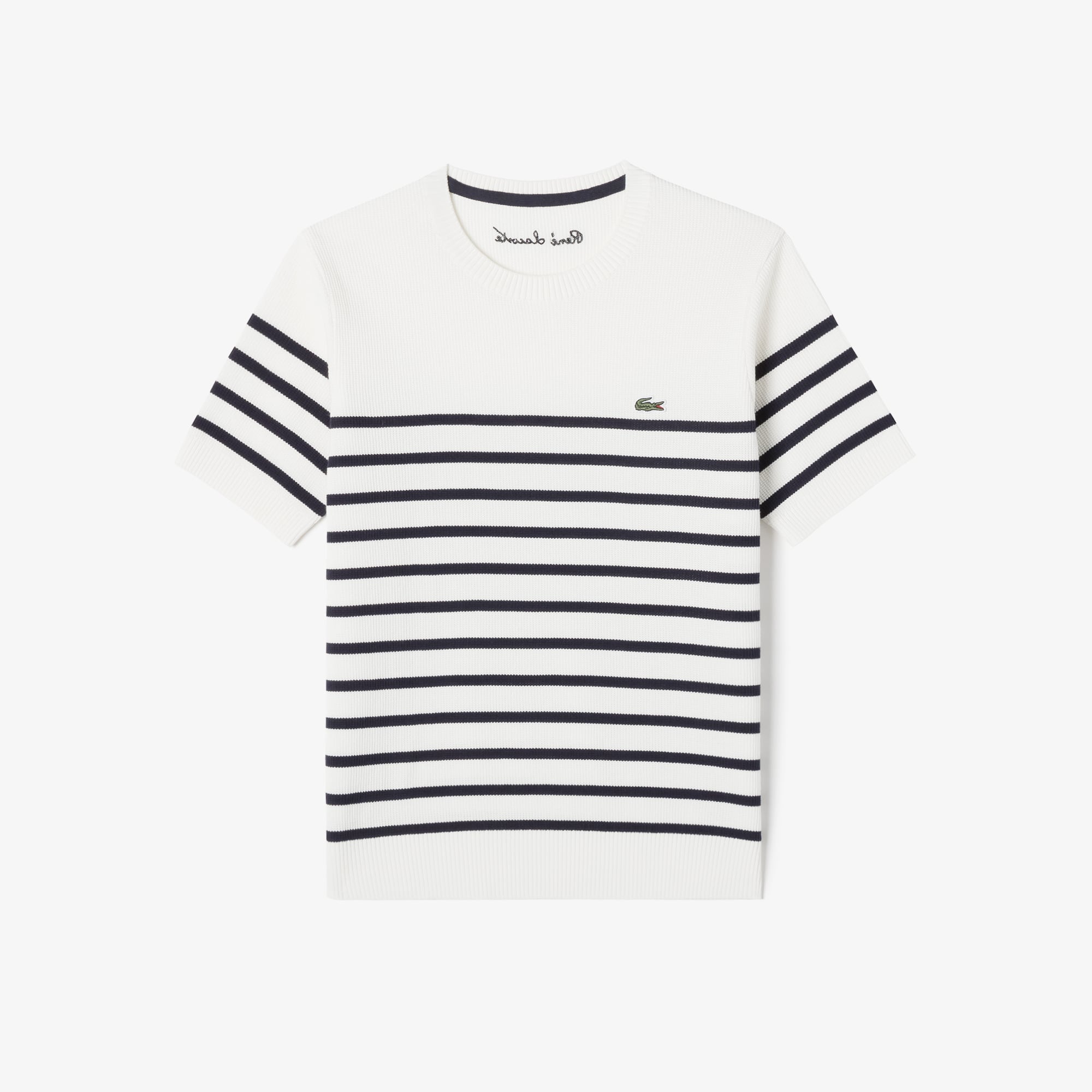 라코스테 스트라이프 반팔 스웨터 위시버킷